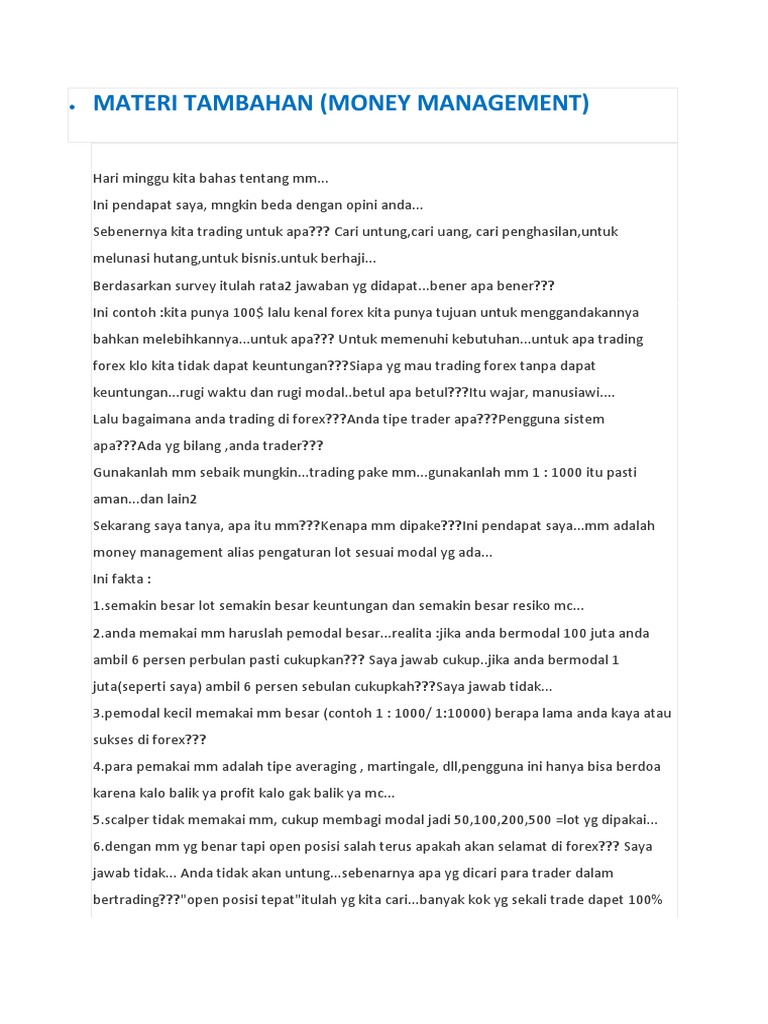 FOREX Money Management | PDF