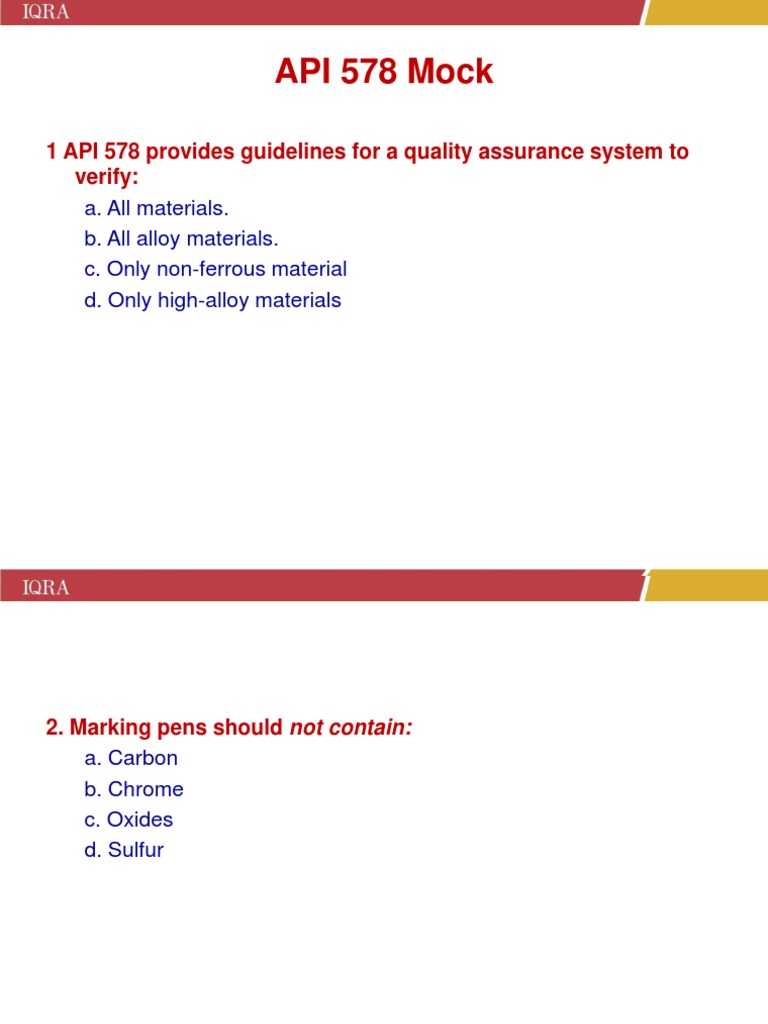 Api 578-Mock 1 | PDF | Pipe (Fluid Conveyance) | Welding