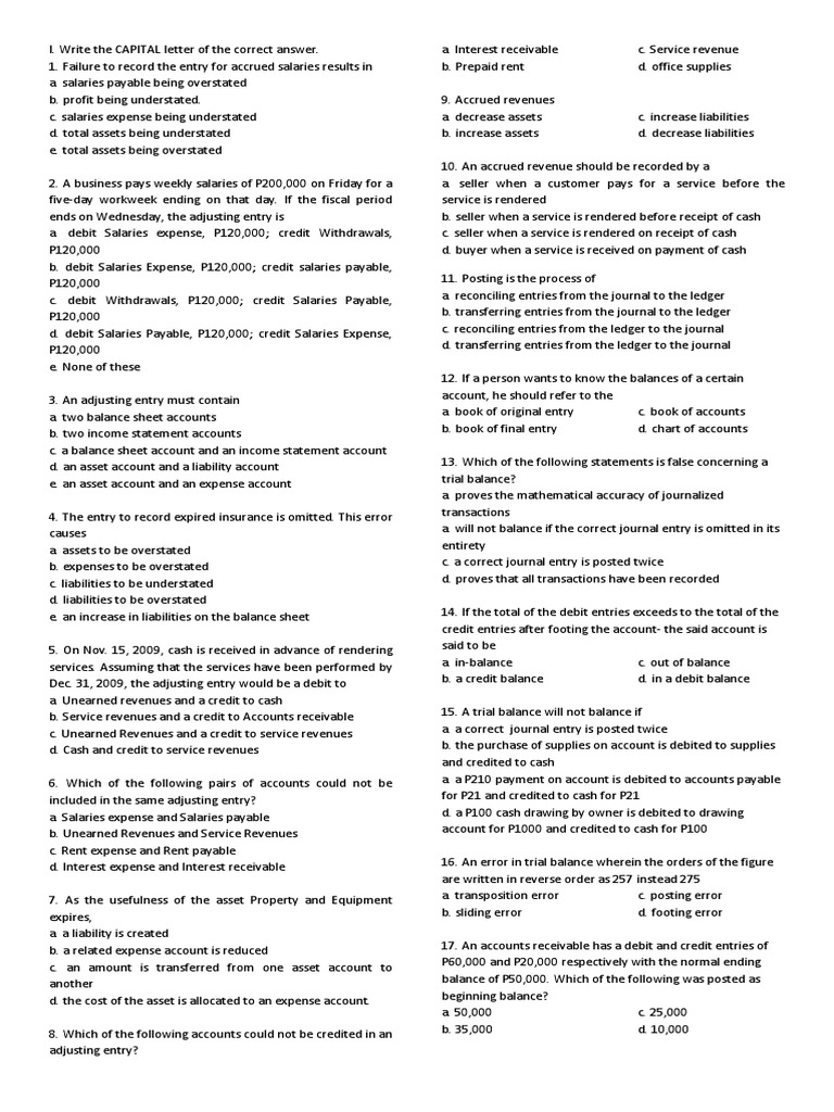 Journalizing To Adjusting Entries Quiz | PDF | Debits And Credits | Expense Journalizing To Adjusting Entries Quiz | PDF | Debits And Credits | Expense