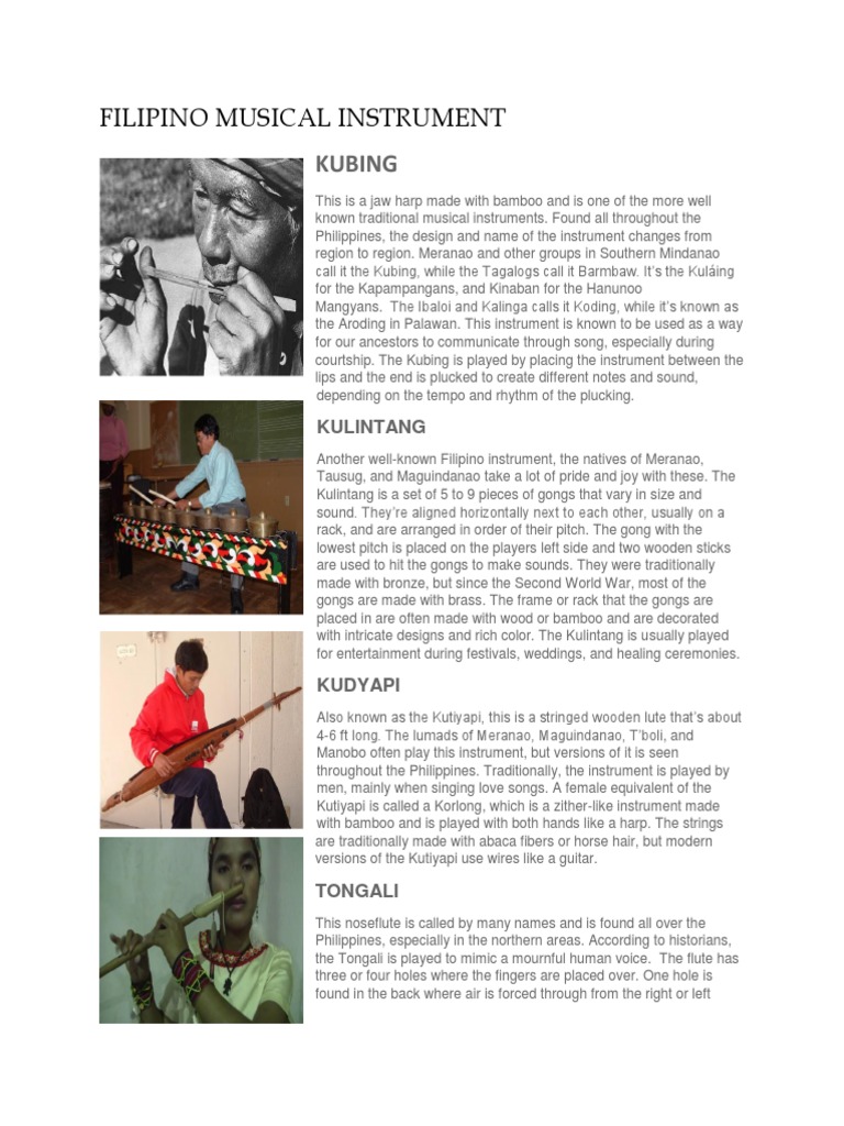 Filipino Musical Instruments | PDF | Philippines | Clothing