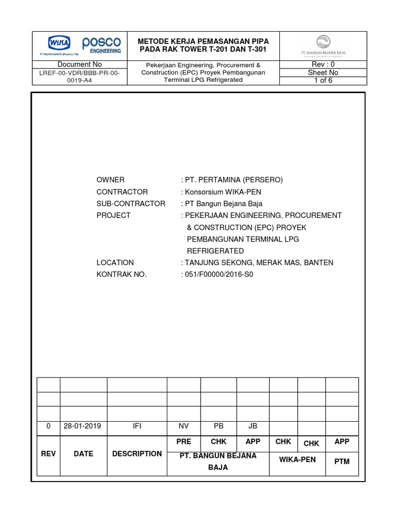 Method Statement Pemasangan Pipa Vertikal | PDF
