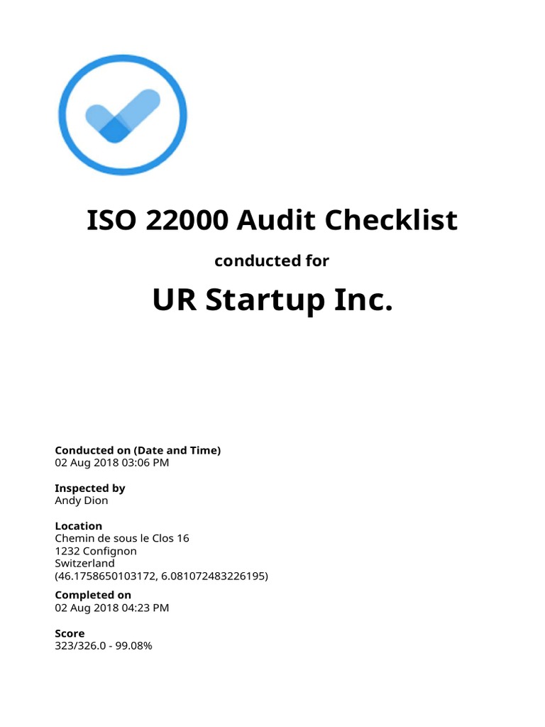ISO-22000-audit-checklist-report | Food Safety | Hazard Analysis And ...