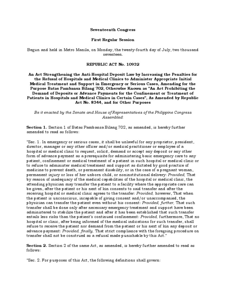 REPUBLIC ACT No. 10932 | PDF | Health Care | Hospital