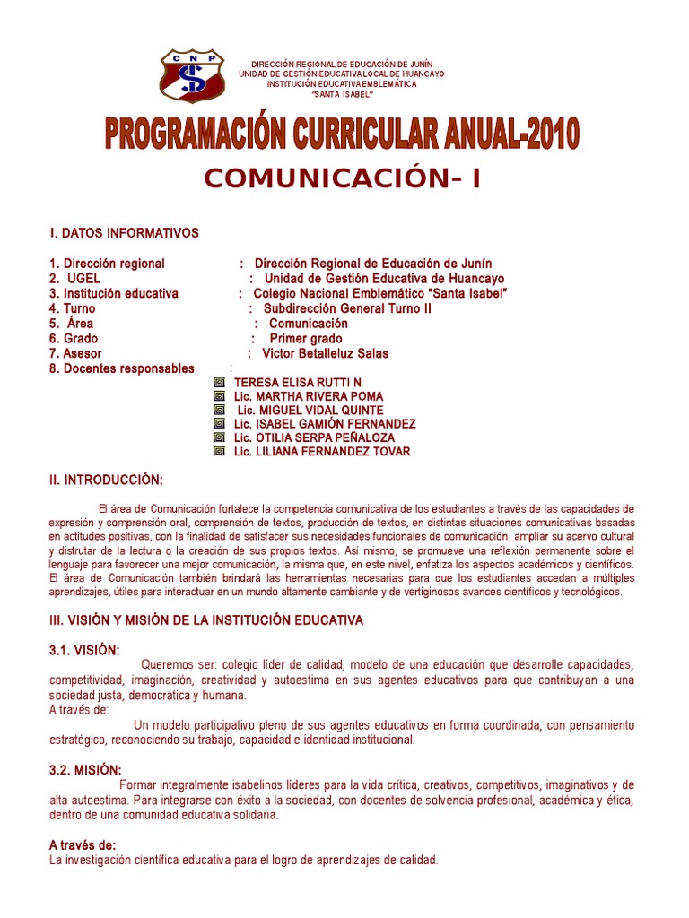 Programa de Comunicación para Niños de Primer Grado | PDF ...