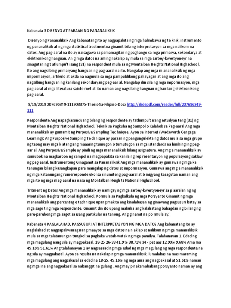 Kabanata 3 Disenyo At Paraan Ng Pananaliksik Pdf