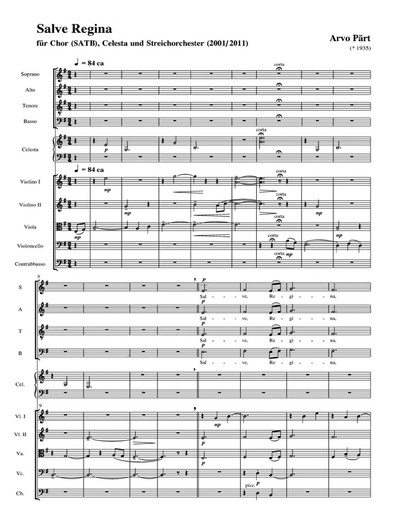 Arvo Part Salve Regina Full Score | PDF