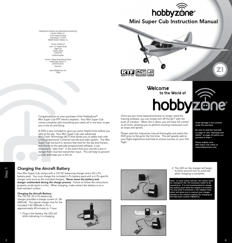 Mini Super Cub RTF Manual | PDF | Flight Control Surfaces | Battery Charger