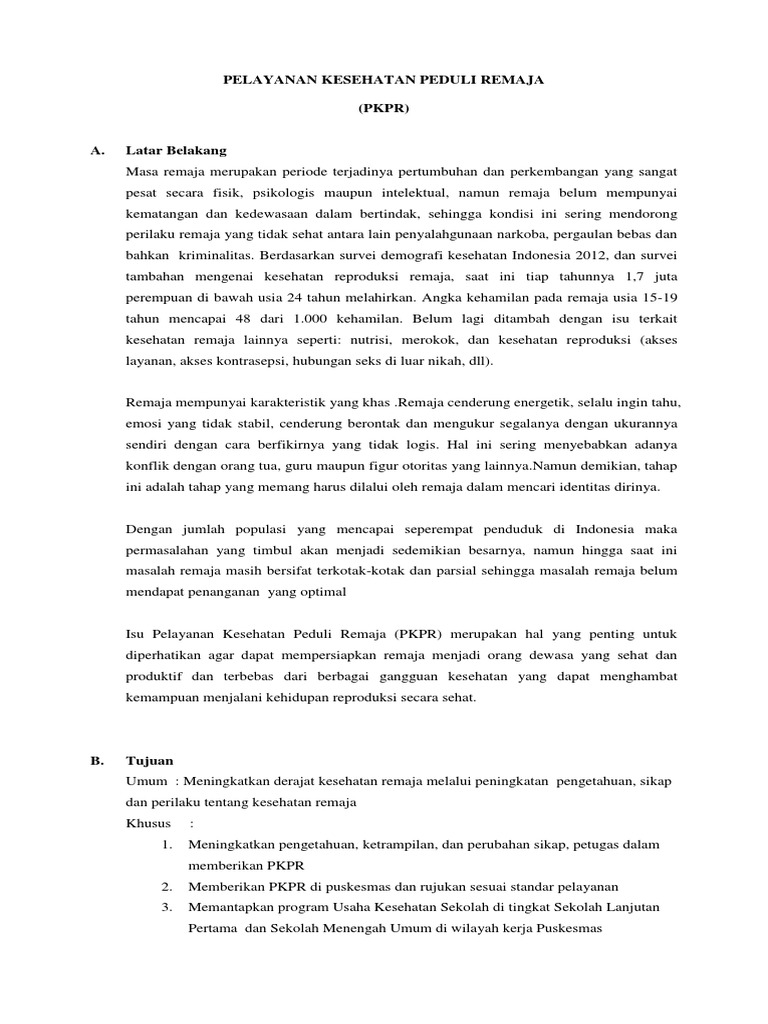 Materi 1 Pengertian PKPR | PDF
