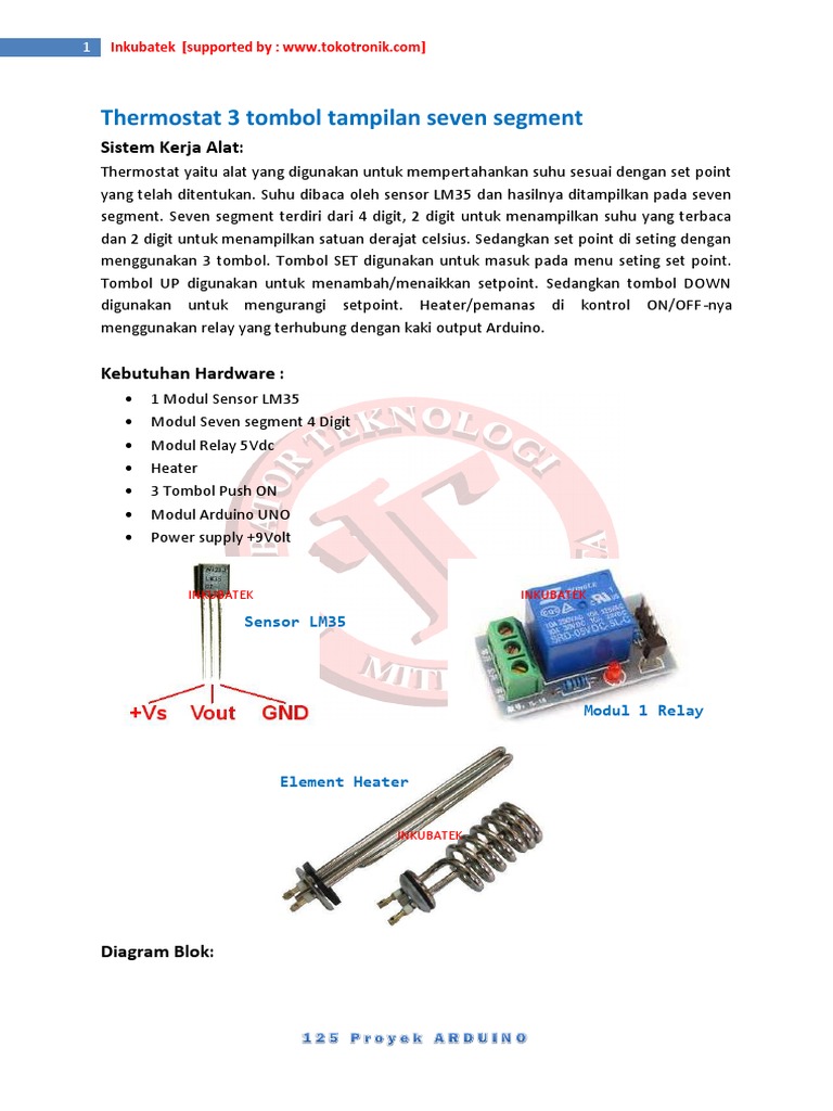 Thermostat 3 Tombol Tampilan Seven Segment PDF | PDF | Teknologi & Rekayasa