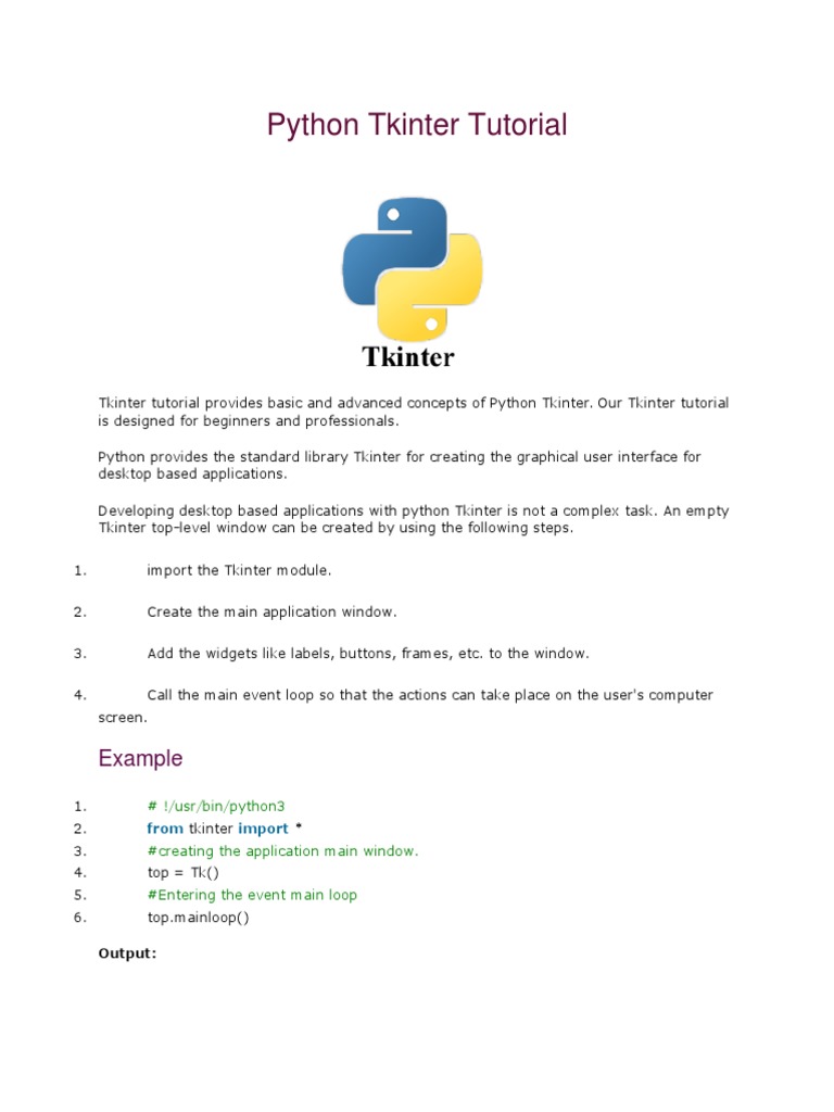 Python Tkinter Tutorial | PDF | Graphical User Interfaces | System Software