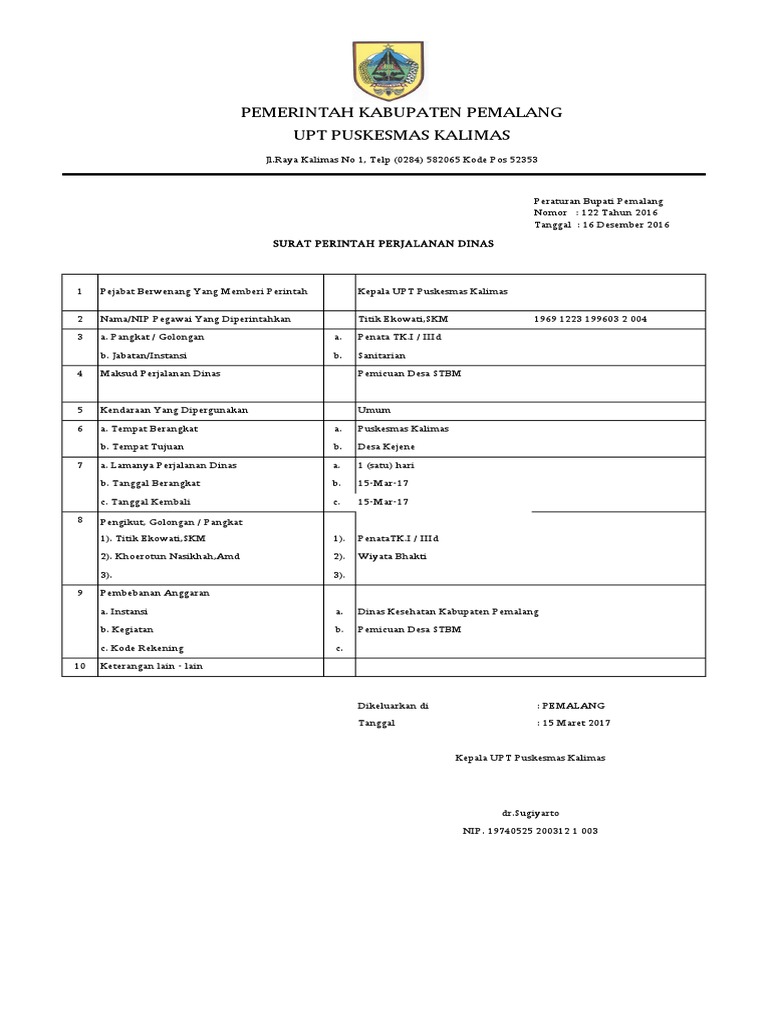 Format SPJ Perjalanan Dinas Dalam Daerah | PDF