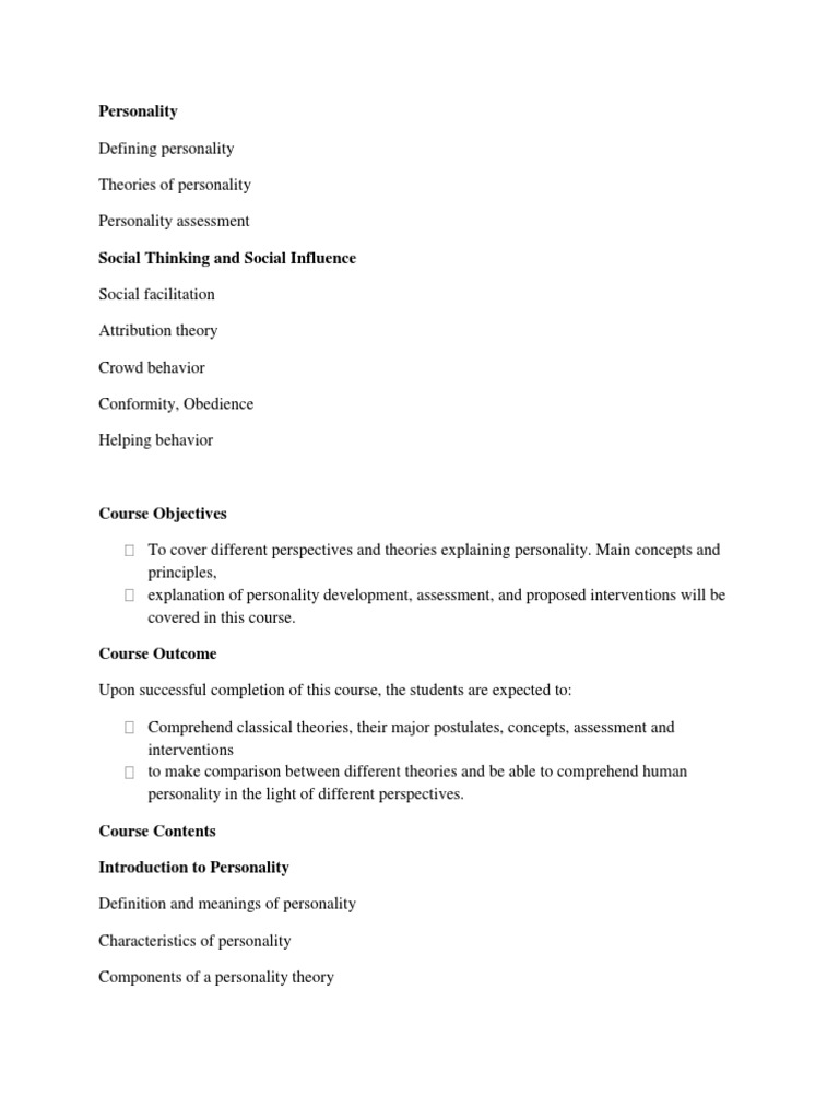 Comprehensive Guide to Personality Theories | PDF | Personality ...