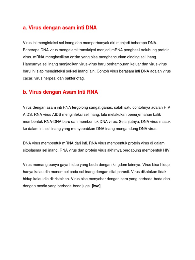 Virus DNA dan RNA: Cara Infeksi dan Reproduksi | PDF | Sains & Matematika