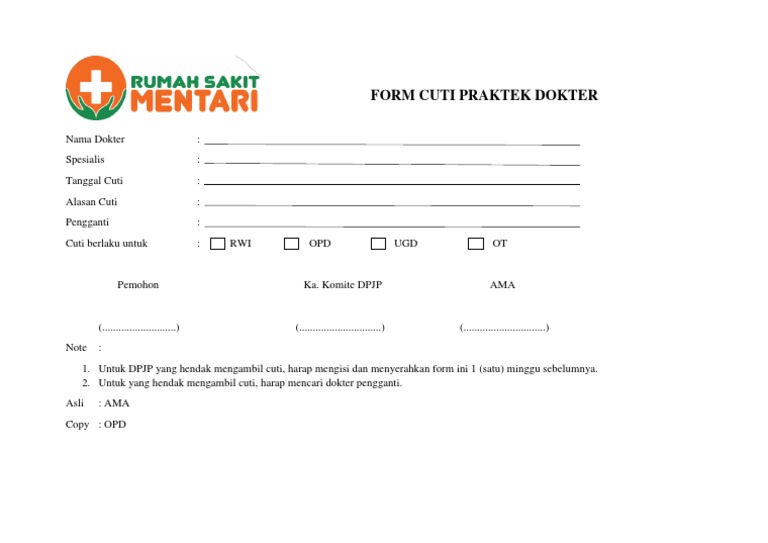 Form Cuti Praktek Dokter | PDF