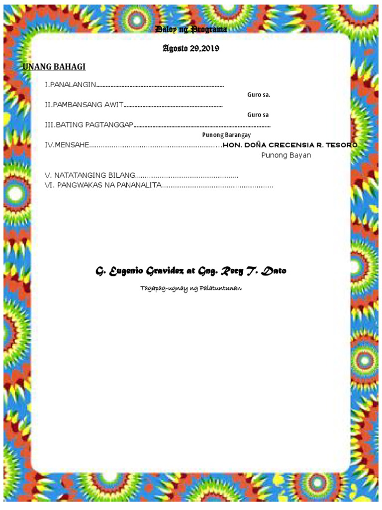 Daloy NG Programa Sa Filipino | PDF