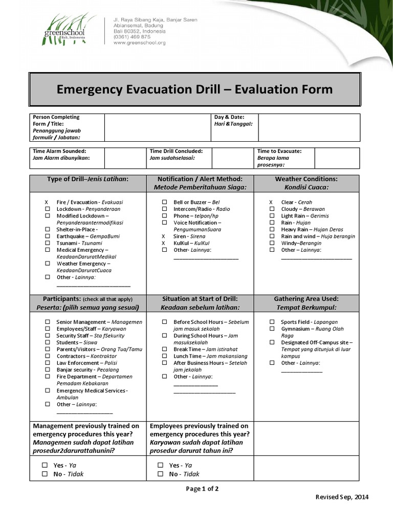 Drill Reporting Form Green School | PDF | Security | Public Sphere