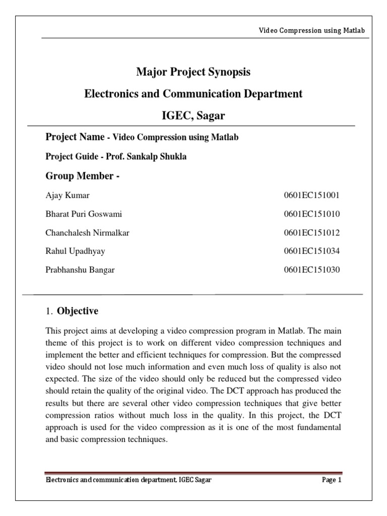 Major Project Synopsis1-New | PDF | Data Compression | Media Technology