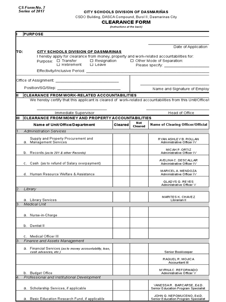 CSC Clearance Form No. 7 Instructions | PDF | Government | Economies