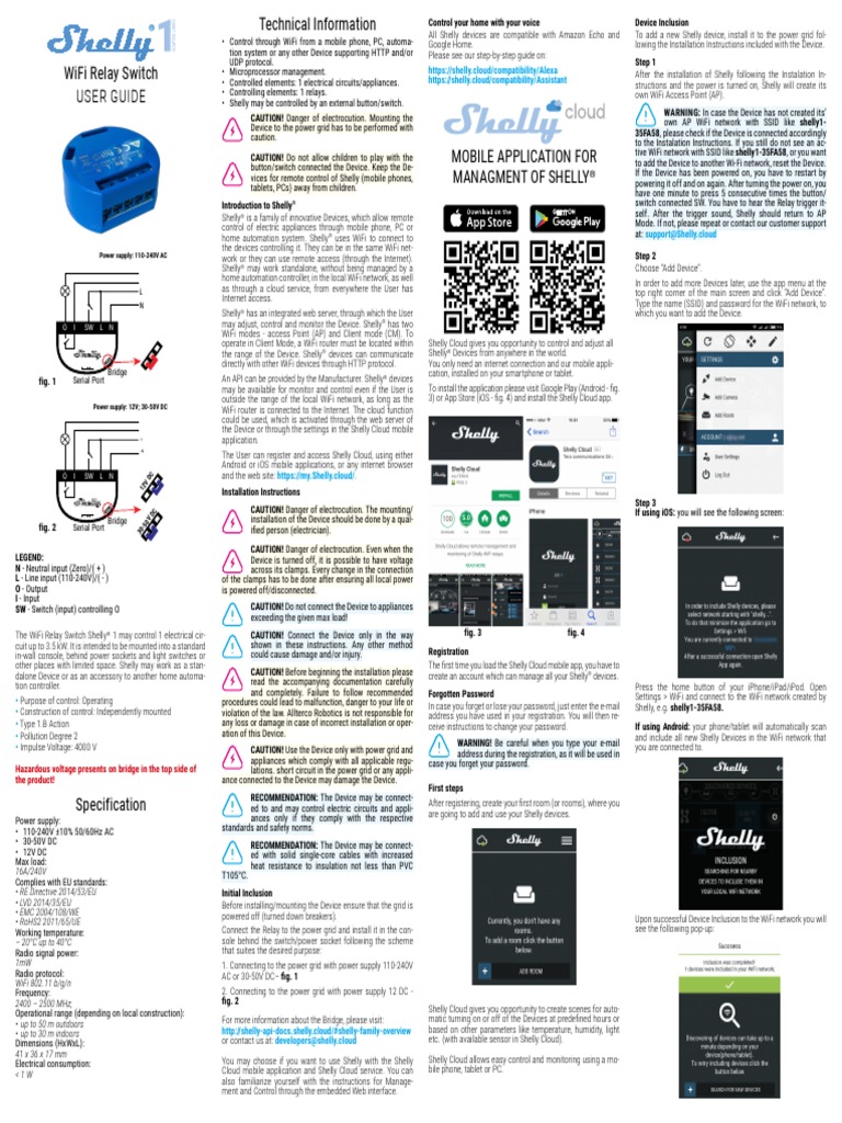 Shelly1 UserGuide EN v04 | PDF | Wi Fi | Mobile App