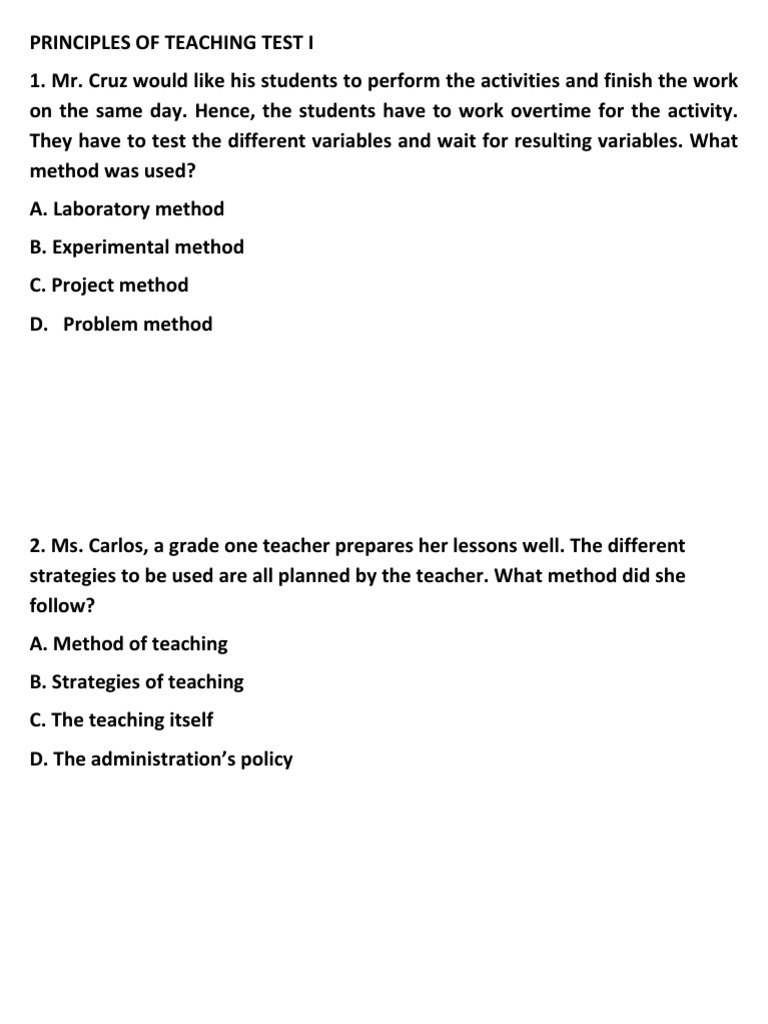 Principles of Teaching Test 3 | PDF | Teachers | Experiment