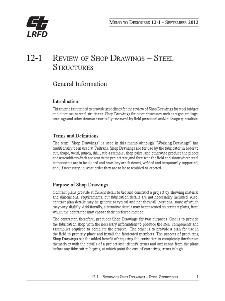 Review of Shop Drawings - Caltrans PDF | PDF | Specification (Technical ...