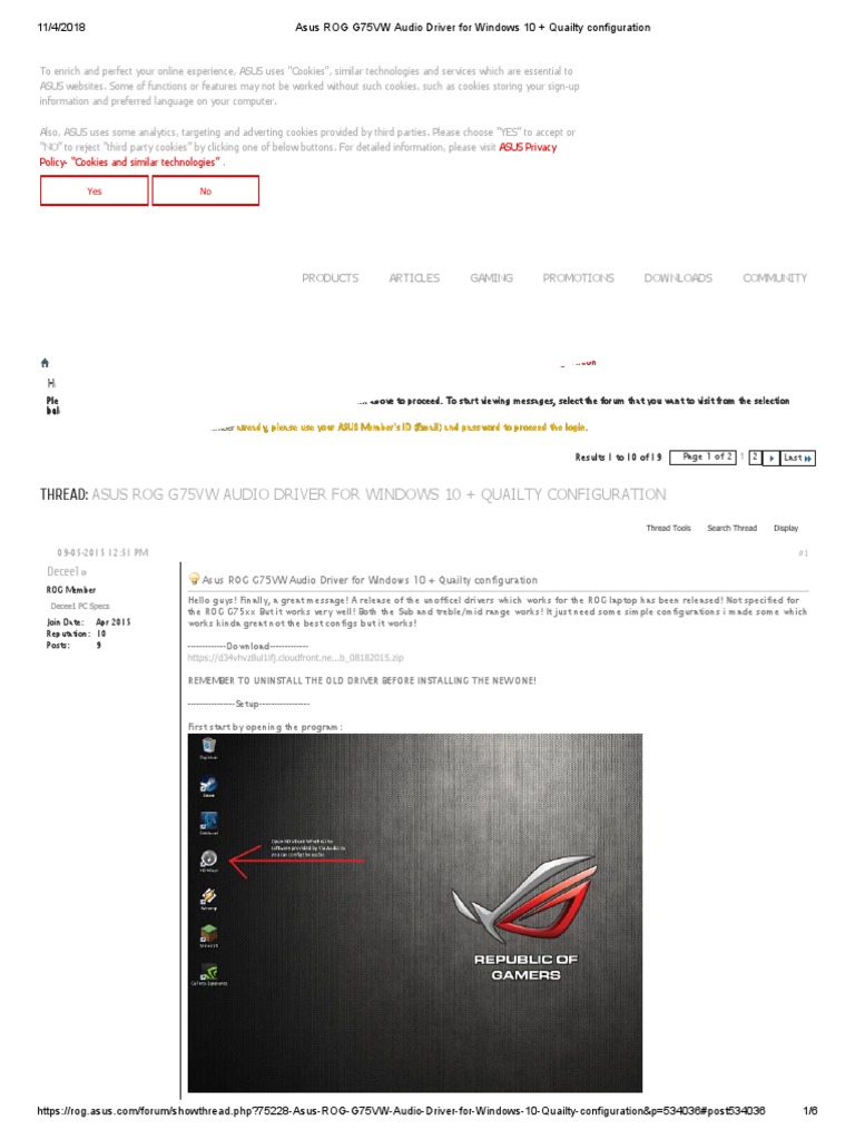 Asus ROG G75VW Audio Driver For Windows 10 Quailty Configuration | PDF ...