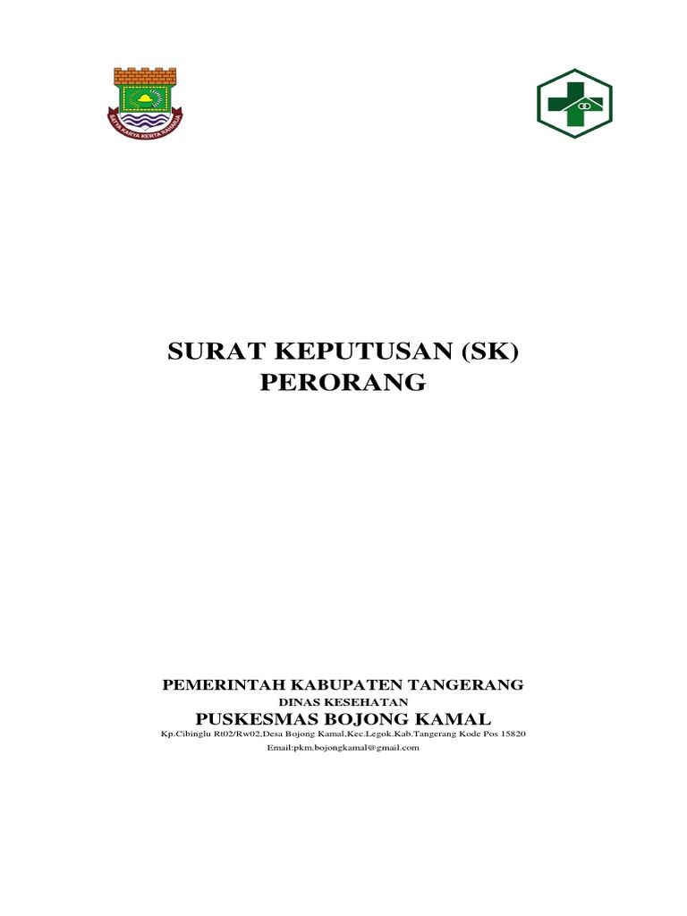 SK Penanggung Jawab Puskesmas Bojong Kamal | PDF