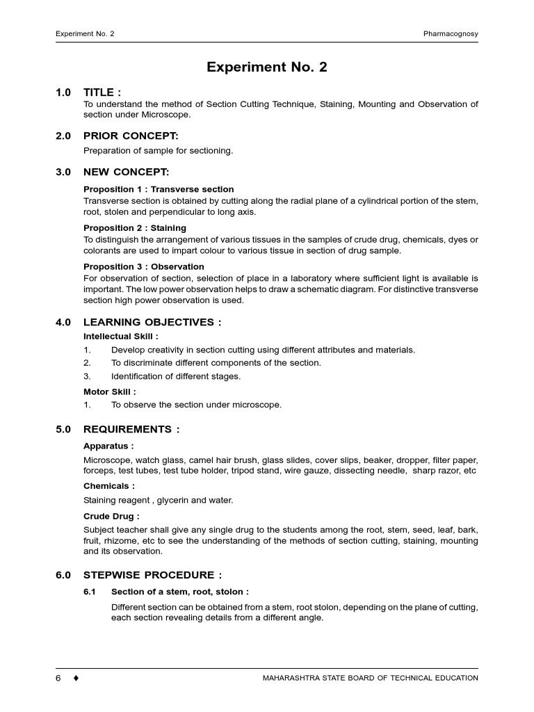 To Understand The Method of Section Cutting Technique, Staining ...