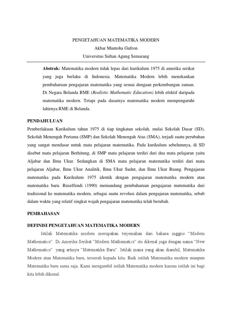 Pengetahuan Matematika Modern | PDF | Metode & Bahan Ajar