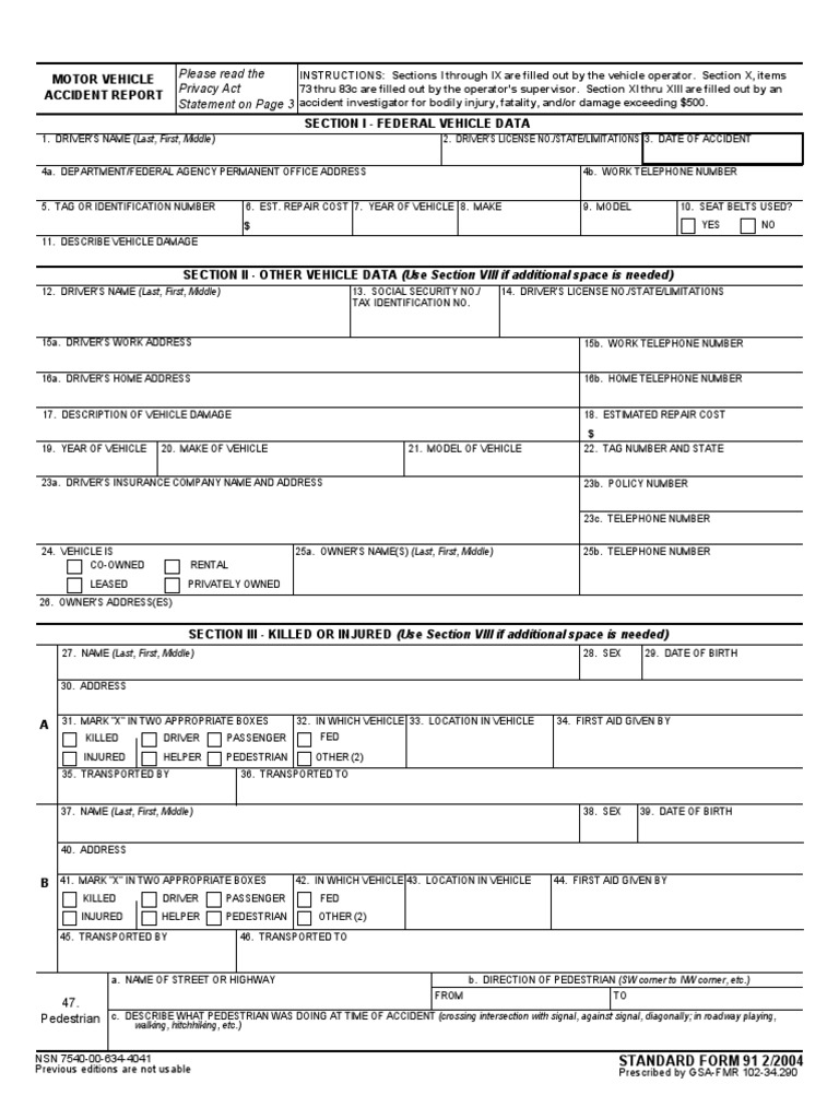 SF91 04c | PDF | Federal Government Of The United States | Vehicles