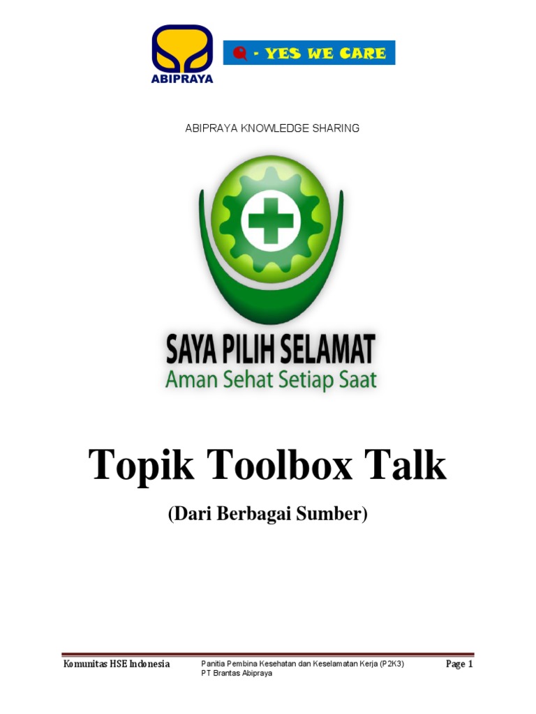 EBOOK - Contoh Topik Toolbox Meeting PDF | PDF