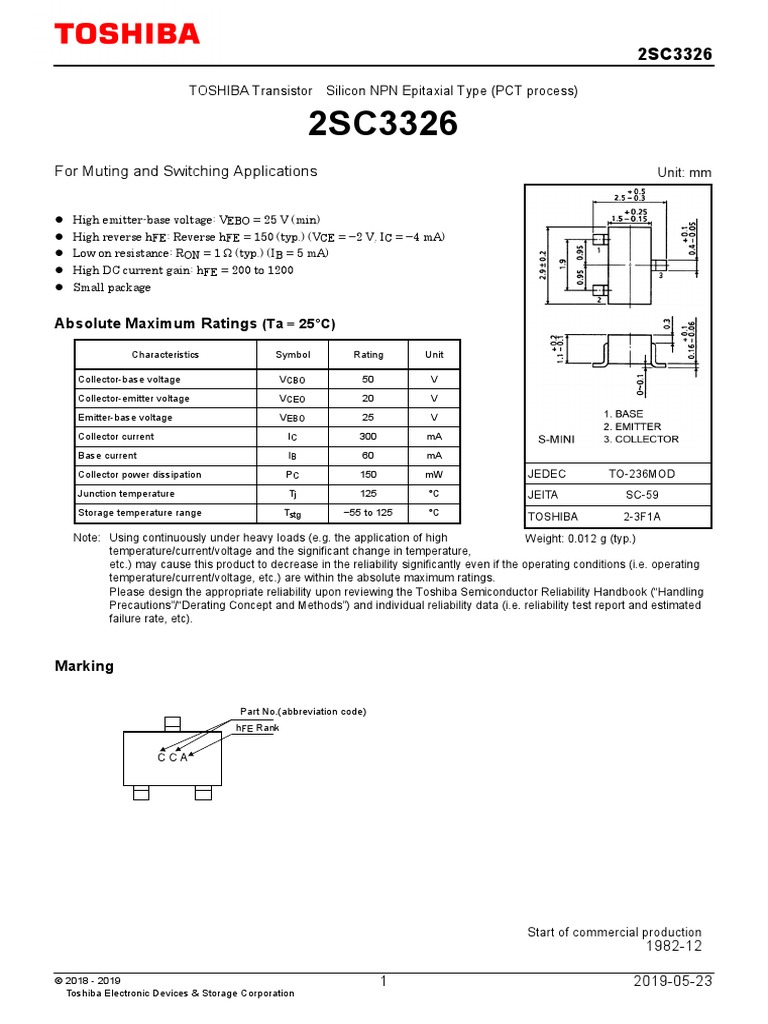 2SC3326 Datasheet | PDF | Bipolar Junction Transistor | Reliability ...