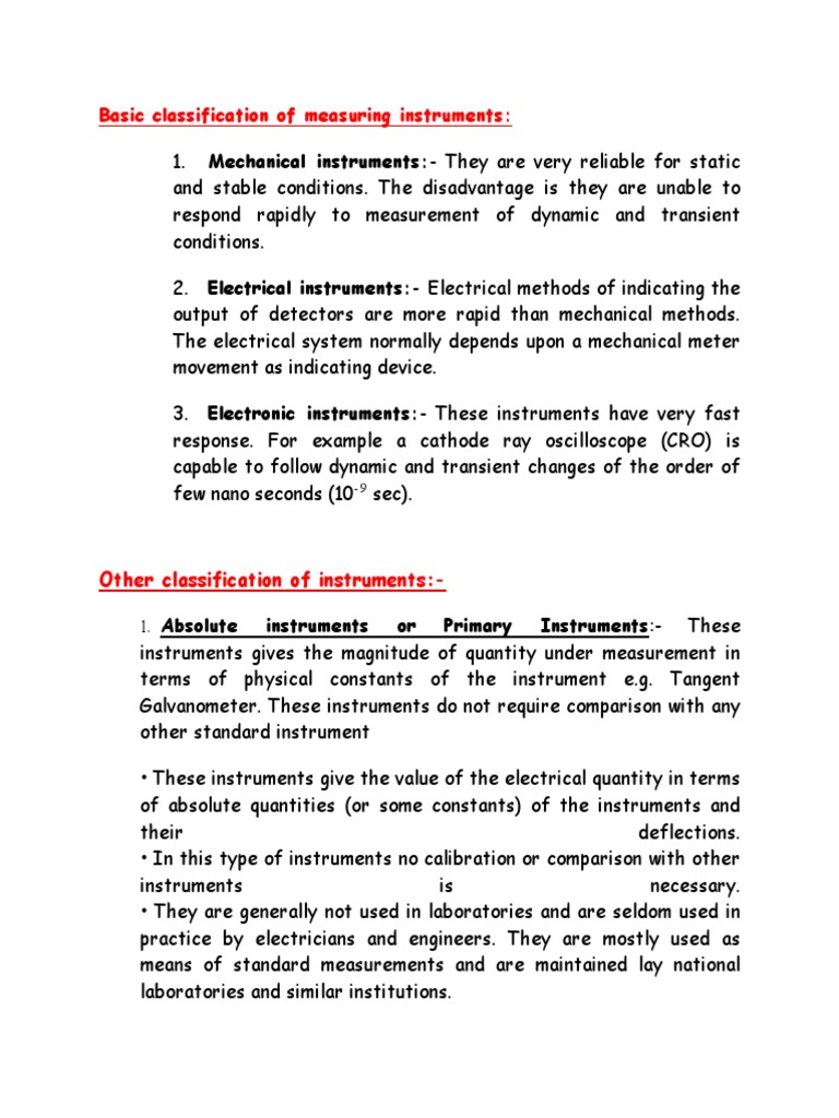 Basic Classification of Measuring Instruments | PDF | Measuring ...