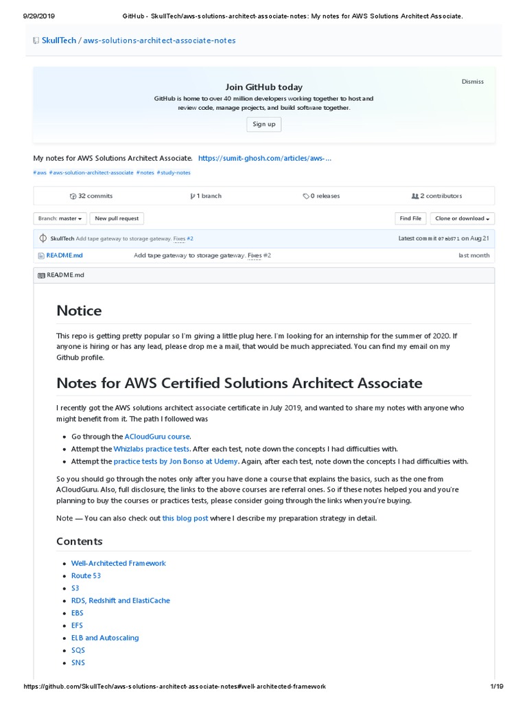 GitHub - SkullTech - Aws-Solutions-Architect-Associate-Notes - My Notes ...