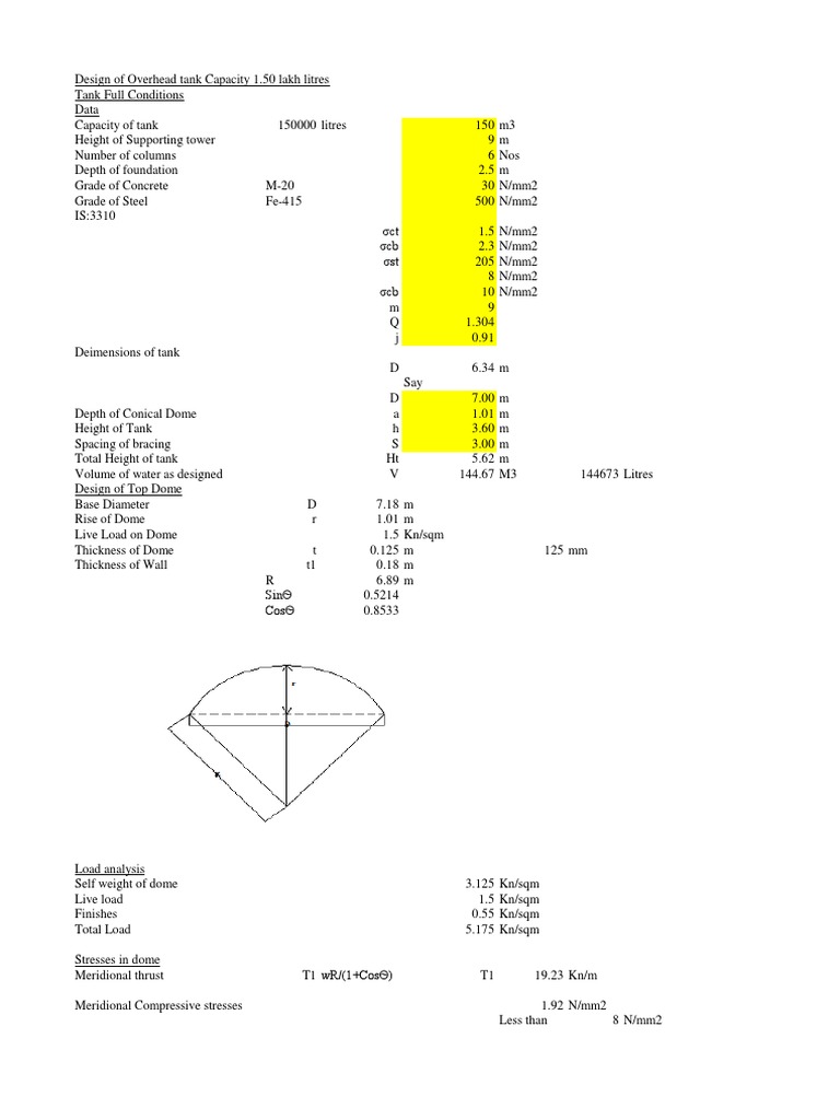 Design of 1.50KL OH Tank 9M Staging PDF | PDF | Beam (Structure ...