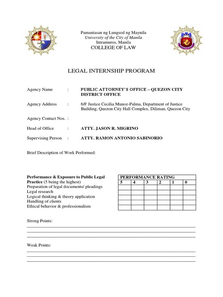 PLM OJT Evaluation Form | PDF | Lawyer | Bail