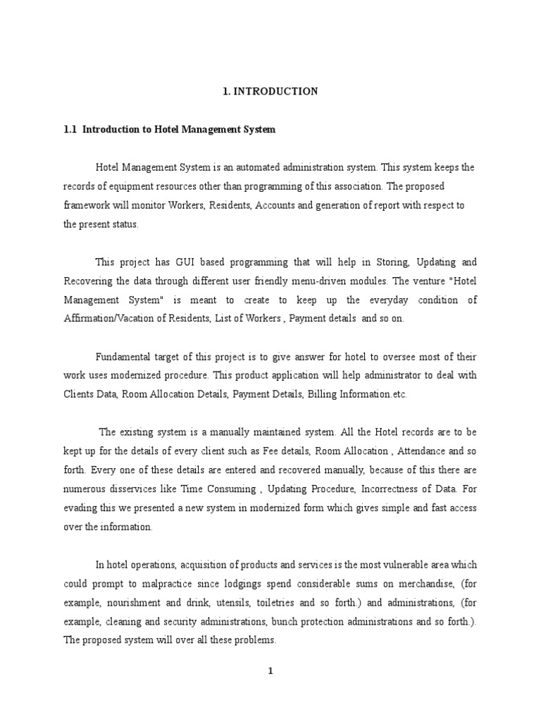 Hotel Management System | PDF | Database Design | Databases