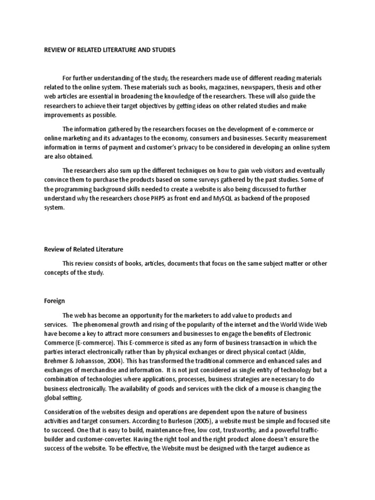 Review of Related Literature and Studies | PDF | E Commerce | Retail