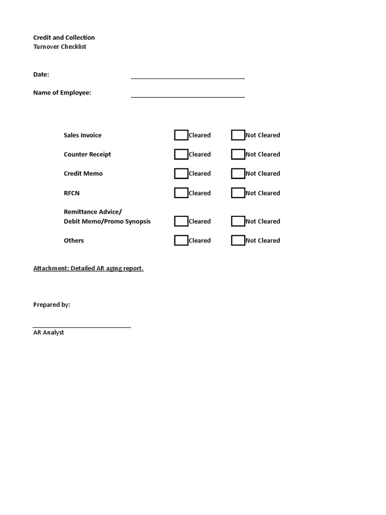 Turnover Checklist | PDF
