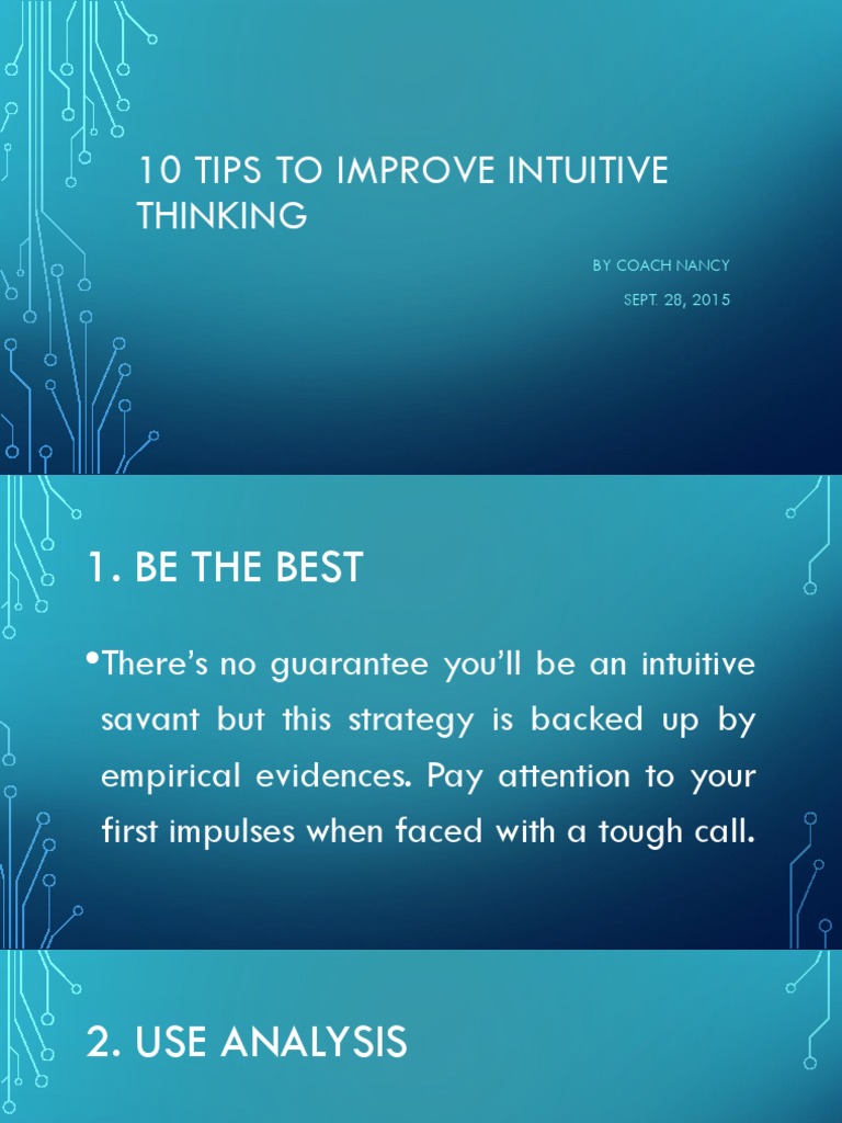 10 Tips To Improve Intuitive Thinking | PDF | Intuition | Decision Making