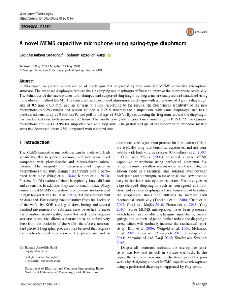 1 - A Novel MEMS Capacitive Microphone Using Spring-Type Diaphragm ...