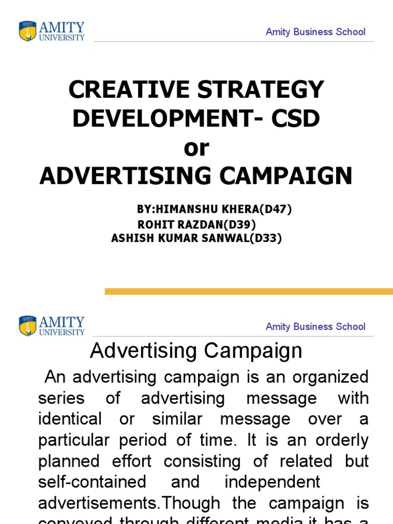 Creative Strategy Development-Csd or Advertising Campaign | Download ...