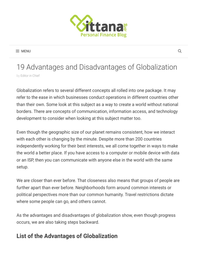 Globalization Advantages Advantages And Disadvantages Of Globalisation