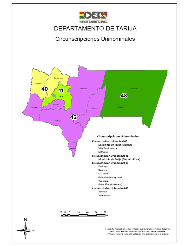 Mapa Político de Tarija y Circunscripciones | PDF | Elecciones | Votación