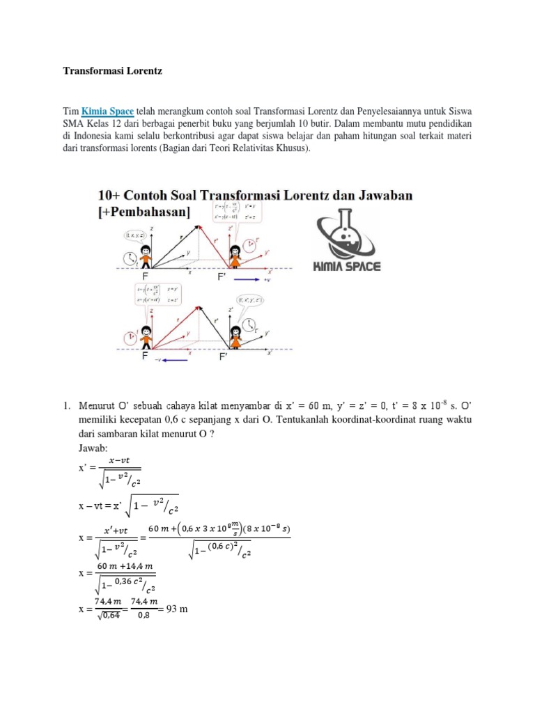 Soal Transformasi Lorentz | PDF