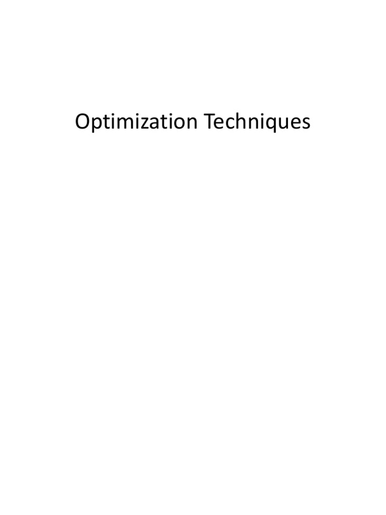 Types of Optimization Techniques | PDF