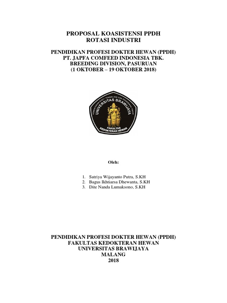 Proposal Koasistensi PPDH di Japfa Comfeed | PDF | Kesehatan Holistik
