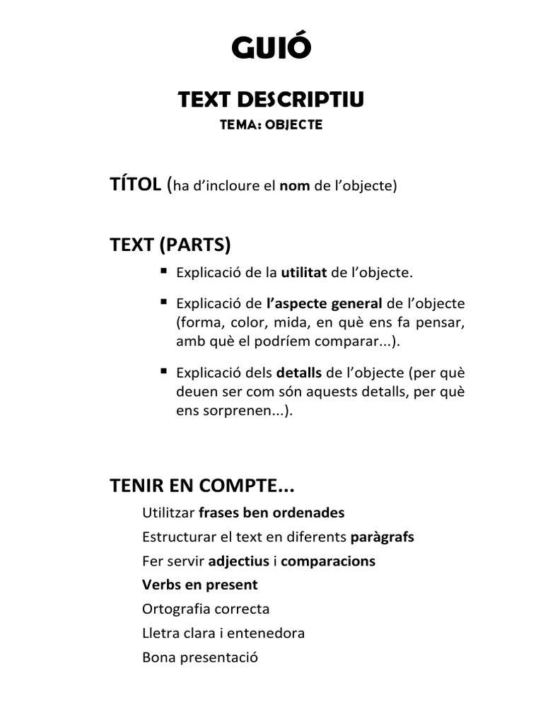 Guió TEXT DESCRIPTIU | PDF