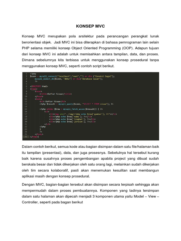 Konsep MVC Serta Konfigurasi Awal Codeigniter | PDF