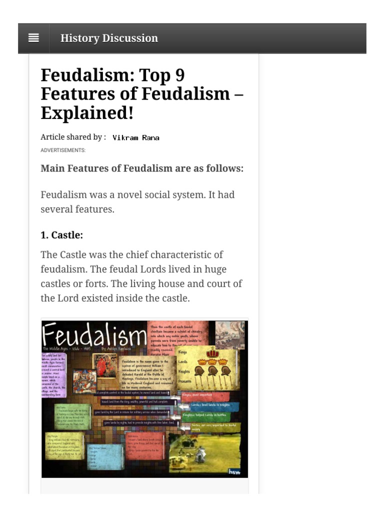 Feudalism Characteristics | PDF | Castle | Lord